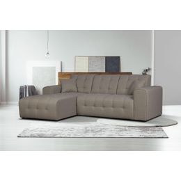 Ecksofa Home Affaire, B:234cm H:85cm T:163cm, grau, 100% Polyester, Wohnzimmer, Sofas, "Nosia L-Form", incl. 2 Zierkissen, mit feiner Steppung