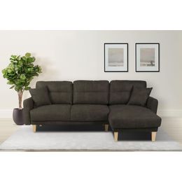 Ecksofa Home Affaire, B:234cm H:89cm T:164cm, grau, Wohnzimmer, Sofas, "TRIPLO optionale Schlafsofa mit Bettkasten, Maße B/T/H: 234/164/89 cm",