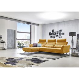 Ecksofa DIE PLANBAR, B:285cm H:84cm T:178cm, gelb, 100% Polyester, Wohnzimmer, Sofas, "MP-IN20041 L-Form", optional Sitztiefenverstellung und