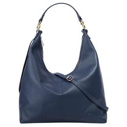 Samantha Look Damen Shopper, blau, Leder, leicht glänzend, unifarben, Taschen, Made in Italy, Große Handtasche mit Smartphonefach