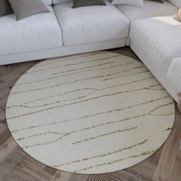 Wollteppich Wecon Home, H:10mm Ø:200cm, beige, Schurwolle, Teppiche, "Hamptons THIRTYNINE", Schurwolle, Kurzflor, Wohnzimmer, Schlafzimmer, elegant,