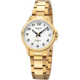 Regent Uhren REGENT Damen Quarzuhr, gold, Armbanduhren, Armbanduhr,Damenuhr,Saphirglas,Edelstahlarmband, bis 10bar wasserdicht