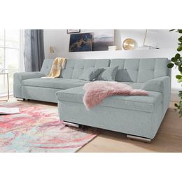 Ecksofa DOMO collection, B:267cm H:83cm T:178cm, blau, Struktur weich (100% Polyester);Luxus-Microfaser (100% Polyester);Struktur (100% Polyester),