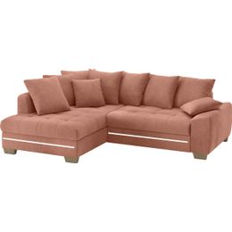 Ecksofa MR. COUCH, B:243cm H:88cm T:190cm, braun, Novaclean Avanti (100% Polyester), Wohnzimmer, Sofas, "Nikita II, L-Form", mit RGB-LED Beleuchtung,