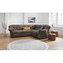 Ecksofa DOMO collection, B:240cm H:83cm T:190cm, braun, Microfaser PRIMABELLE (100% Polyester) / Struktur (90% Polyester; 10%
