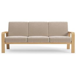 Sit & More 3-Sitzer SIT & MORE, B:200cm H:91cm T:93cm, beige, 95% Polyester, 10% Polyamid, Sofas, "Kolding", Armlehnen aus Buchenholz in natur, verschiedene