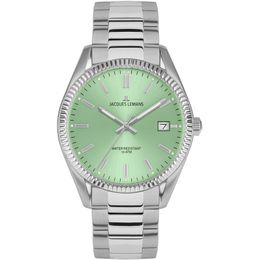 Jacques Lemans Damen Quarzuhr "Derby", silber, Armbanduhren, Armbanduhr, Damenuhr, Datum, Leuchtzeiger, Edelstahlarmband