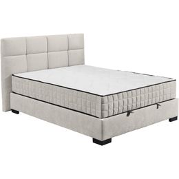 Boxbett, B:145cm L:214cm, beige, ED EXCITING DESIGN, 100% Polyester, Komplettbetten, "Nagol", mit Bettkasten, mit Wendematratze, erh&auml;ltlich in