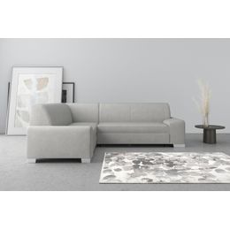 Ecksofa DOMO collection, B:259cm H:85cm T:191cm, grau, Wohnzimmer, Sofas, "Anzio in kubischer Formensprache, flache Armlehnen, L-Form", Wahlweise mit