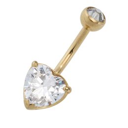 Jobo Damen Bauchnabelpiercing, gold, Edelstahl, Piercings, Herz Edelstahl mit Kristallstein