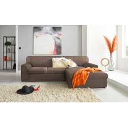 Ecksofa DOMO collection, B:245cm H:78cm T:155cm, braun, Wohnzimmer, Sofas, "Topper, elegant und zeitlos, kompaktes Stellmaß 245/155cm, L-Form", mit