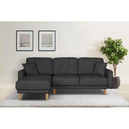 Ecksofa Home Affaire, B:234cm H:89cm T:164cm, schwarz, 100% Polyester, Wohnzimmer, Sofas, "TRIPLO optionale Schlafsofa mit Bettkasten, Maße B/T/H: