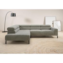 Ecksofa Places of Style, B:276cm H:71cm T:219cm, grau, 95% Polyester, 5% Nylon, Wohnzimmer, Sofas, "Antonelli, L-Form, inkl. Kopfteilverstellung,