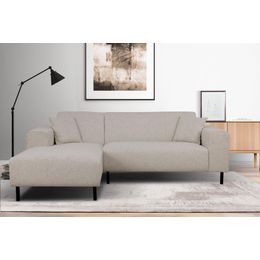 Ecksofa Home Affaire, B:235cm H:81cm T:163cm, grau, 100% Polyester, Wohnzimmer, Sofas, "ARROS L-Form mit Wellenunterfederung, Maße B/T/H: 235/163/81