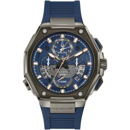 Bulova Herren Chronograph, blau, Armbanduhren, Armbanduhr, Quarzuhr, Herrenuhr, bis 30 bar wasserdicht, Saphirglas