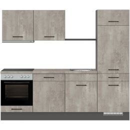 K&uuml;che IMPULS K&Uuml;CHEN, B:240cm H:206,2cm T:60cm, grau, Komplettk&uuml;chen-Sets, ""Porto", Ausrichtung w&auml;hlbar, Schubk&auml;sten mit Soft-Close", vormontiert,