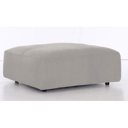 Hocker Musterring, B:120cm H:43cm T:120cm, grau, Flachgewebe VALMONT (60% Baumwolle/40% Leinen);Leder PURO, pigmentiertes Leder;Microfaser CRONA