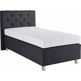 Boxspringbett, B:114cm L:210cm, grau, Westfalia Schlafkomfort, Bezug Unterbox und Kopfteil: Strukturstoff (77% Polyester und 23% Viskose);Bezug