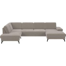 Sit & More Wohnlandschaft SIT & MORE, B:335cm H:82cm T:212cm, beige, 100% Polyester, Sofas, "Morris U-Form, inkl. Sitztiefenverstellung", wahlweise mit