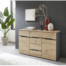 Kommode Innostyle, B:135cm H:82cm T:38cm, braun, FSC-zertifizierter Holzwerkstoff, MDF, Schlafzimmer, Sideboards, "Memphis", Breite 135 cm
