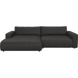 Ecksofa Musterring, B:296cm H:81cm T:190cm, schwarz, Flachgewebe VALMONT (60% Baumwolle/40% Leinen);Leder PURO, pigmentiertes Leder;Microfaser CRONA