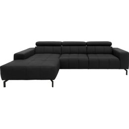 Ecksofa DOMO collection, B:292cm H:79cm T:175cm, schwarz, Lederlook;100% Polyurethan, Wohnzimmer, Sofas, "Cunelli tolle Sitznähte als Designelement,