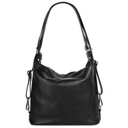 Samantha Look Damen Shopper, schwarz, Leder, leicht glänzend, unifarben, Taschen, echt Leder, Made in Italy