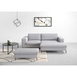 Ecksofa DOMO collection, B:244cm H:83cm T:173cm, silber, Wohnzimmer, Sofas, "Modica kompakt und elegant, Breite 244, L-Form", moderne Optik mit