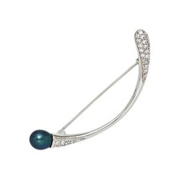 Jobo Damen Brosche, silber, Perlen, Silber 925 (Sterlingsilber), Broschen, 925 Silber mit synthetischer Perle und 29 Zirkonia