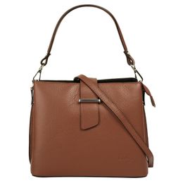 CLUTY Damen Henkeltasche, braun, Leder, leicht glänzend, unifarben, Taschen, echt Leder, Made in Italy