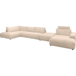 Wohnlandschaft Musterring, B:504cm H:81cm T:204cm, beige, Sofas, "Lucia U-Form", Cord-Bezug, inklusive Kopfstütze, Gesamtbreite 524 cm