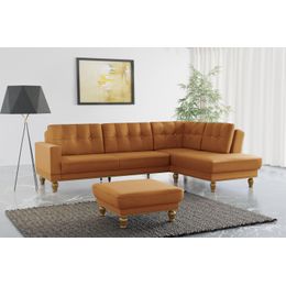 Sit & More Ecksofa SIT & MORE, B:298cm H:90cm T:198cm, gold, 100% Polyester, Wohnzimmer, Sofas, "Orient 5 L-Form", mit Strass-Stein, wahlweise mit Bettfunktion