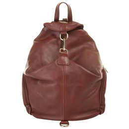 Pike PIKÉ Damen Cityrucksack, braun, Leder, Rindsleder, beschichtet, leicht glänzend, Rucksäcke, echt Leder, Made in Italy