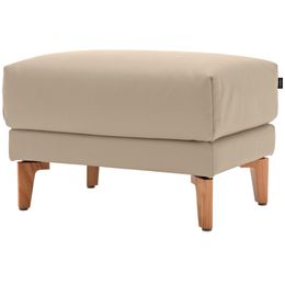 Hocker, B:63cm H:45cm T:48cm, beige, CREATION BY ROLF BENZ, NaturLEDER OSKAR (echtes Rindsleder), Garten, Hocker, "CR.450", F&uuml;&szlig;e aus Massivholz