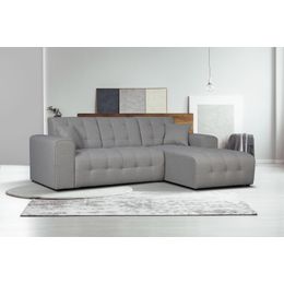 Ecksofa Home Affaire, B:234cm H:85cm T:163cm, grau, 100% Polyester, Wohnzimmer, Sofas, "Nosia L-Form", incl. 2 Zierkissen, mit feiner Steppung