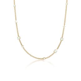 Elli Premium Damen Collierkettchen "Synthetischer Opal Weiß 925 Sterling Silber vergoldet", 45,mit Steinen, Silber 925 (Sterlingsilber), L: 45, gold,