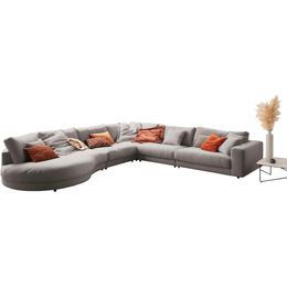 Ecksofa 3C CANDY, B:395cm H:86cm T:225cm, silber, 100% Polyester, Wohnzimmer, Sofas, "Enisa II, bequem und komfortabel, Mega Familiensofa, L-Form",