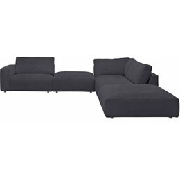 Ecksofa Musterring, B:340cm H:81cm T:346cm, schwarz, Flachgewebe FLORIS (100% Polyester);Flachgewebe VALMONT (60% Baumwolle/ 40% Leinen);Microfaser