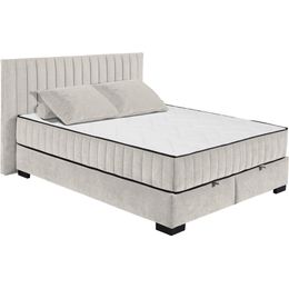Boxbett, B:185cm L:214cm, beige, ED EXCITING DESIGN, 100% Polyester, Komplettbetten, "Nagol", mit Bettkasten, mit Wendematratze, erh&auml;ltlich in