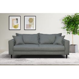 3-Sitzer Home Affaire, B:212cm H:76cm T:84cm, grau, 100% Polyester, Sofas, "VEYRAS, hoher Sitzkomfort, Ma&szlig;e B/T/H: 212/84/76 cm", mit