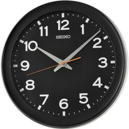 Seiko Wanduhr, B/H/L: 4,3cm, schwarz, Wanduhren, Quarzuhr, durchlaufende Sekunde, Küche, Arbeitszimmer, Büro