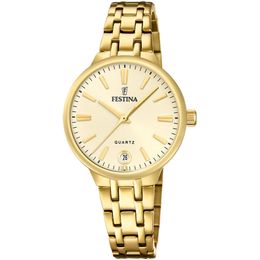 Festina Damen Quarzuhr "Mademoiselle"goldfarben, Armbanduhren, Armbanduhr, Damenuhr, Edelstahlarmband, analog, Datum