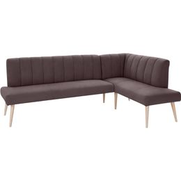 Eckbank, B:157cm H:92cm T:245cm, braun, exxpo - SOFA FASHION, Webvelour: 100% Polyester, Küche, Sitzbänke, "Costa, moderne Rückensteppung, bequem und