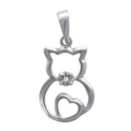 Firetti Damen Kettenanhänger "Schmuck Geschenk Silber 925 Halsschmuck Anhänger Katze", Silber 925 (Sterlingsilber), 1 g, bunt, Silber 925