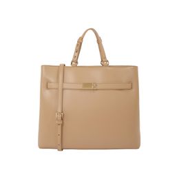 Tommy Hilfiger Damen Henkeltasche "TH HERITAGE SATCHEL", beige, Lederimitat, Taschen, Damen Umhängetasche, Schultertasche mit TH-Schmuckelement