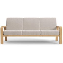 Sit & More 3-Sitzer SIT & MORE, B:200cm H:91cm T:93cm, beige, 100% Polyester, Sofas, "Kolding", Armlehnen aus Buchenholz in natur, verschiedene Bez&uuml;ge und Farben