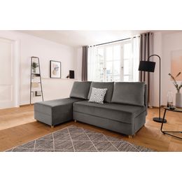 Ecksofa Inosign, B:197cm H:90cm T:145cm, grau, Struktur fein (100% Polyester);Luxus-Microfaser weich (100% Polyester);Samtoptik (100% Polyester),