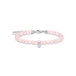 Thomas Sabo Damen Armband "rosa Perlen, schwarze Perlen, A2097-034-9-L19V, A2097-130-11-L19V", 19, Silber 925 (Sterlingsilber), bunt, Silber 925