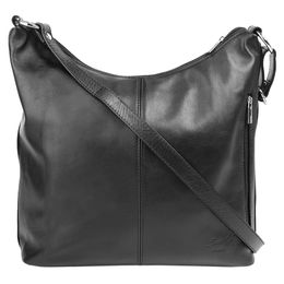 Samantha Look Damen Shopper, schwarz, Leder, gemustert, Taschen, echt Leder, Made in Italy