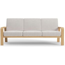 Sit & More 3-Sitzer SIT & MORE, B:200cm H:91cm T:93cm, beige, 100% Polyester, Sofas, "Kolding", Armlehnen aus Buchenholz in natur, verschiedene Bez&uuml;ge und Farben